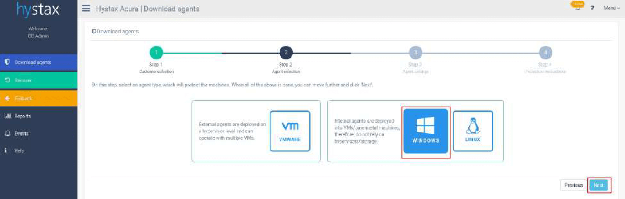 Hystax Acura: download & install replication agents | Hystax