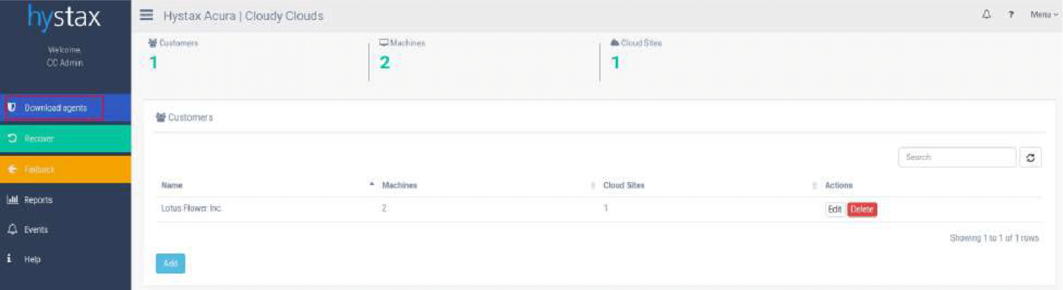 Hystax Acura: download & install replication agents | Hystax